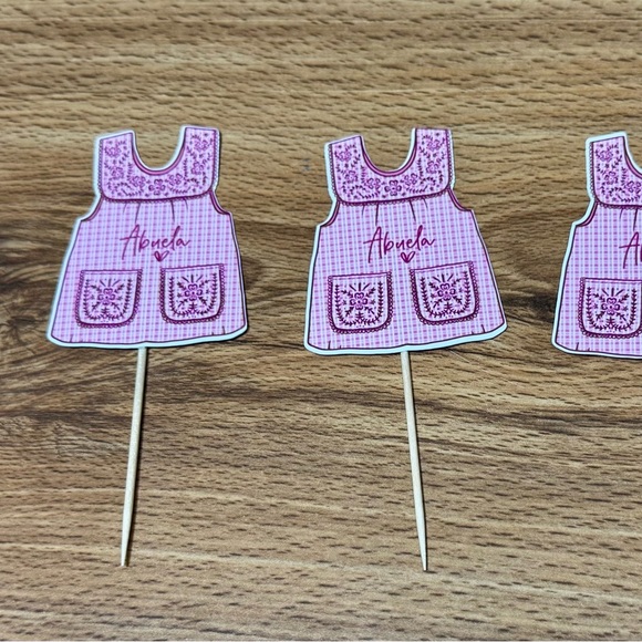 Party Supplies | Abuela Grandma Pink Apron Cupcake Toppers | Poshmark